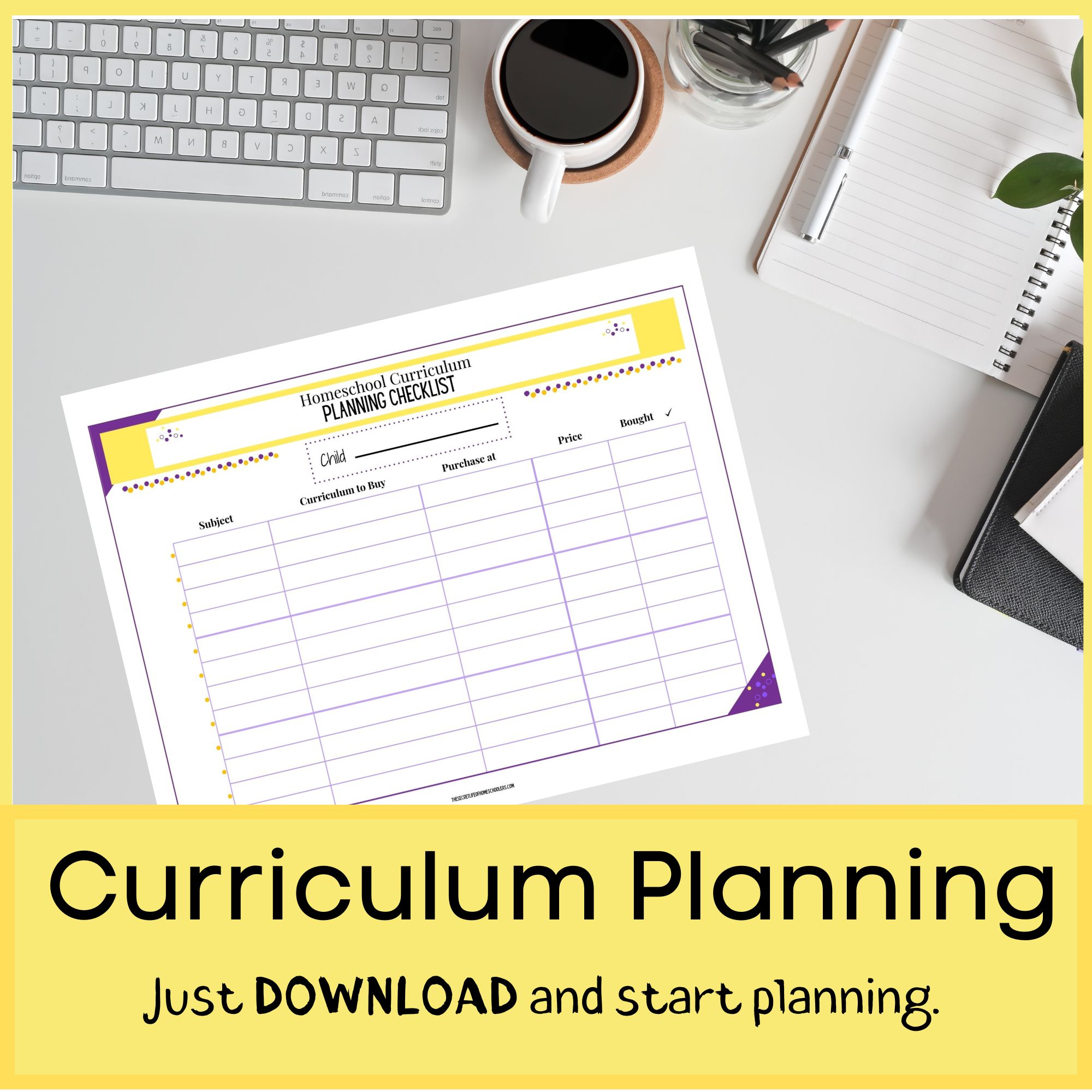 Homeschool Curriculum Planning Chart