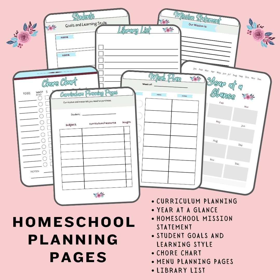 Floral, Printable Homeschool Planner, Undated Planner