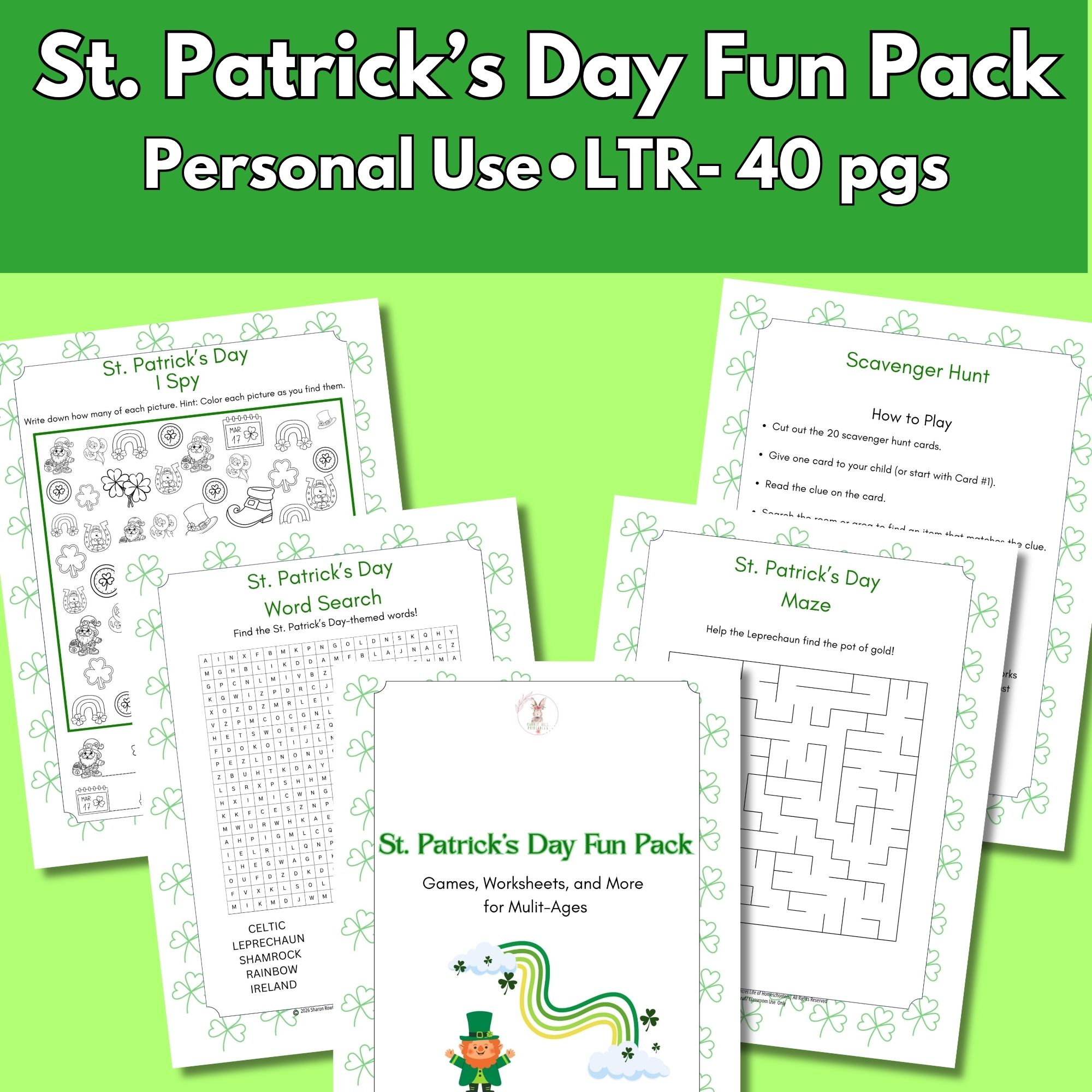 St. Patrick’s Day Fun and Learning Activities Bundle